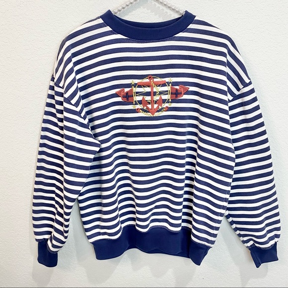 EB Sport | Tops | Vintage Eb Sport Nautical Striped Navy Sweatshirt ...